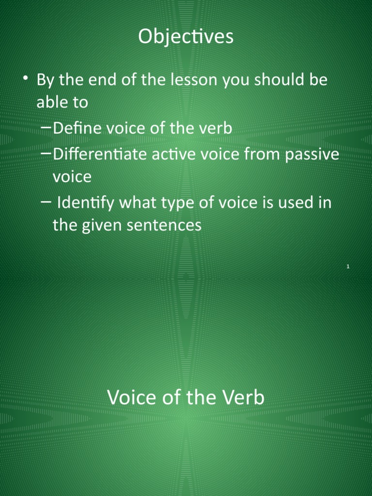 Voice of The Verb | PDF | Subject (Grammar) | Verb