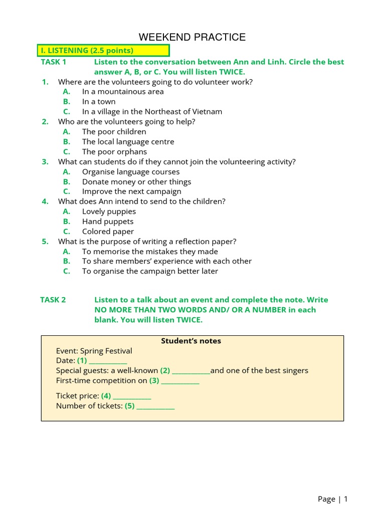 End-Of-term Test 1 (Semester 1) | PDF