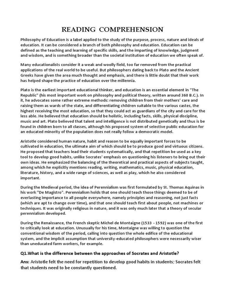 Reading Comprehension | PDF | Cognition | Philosophical Theories