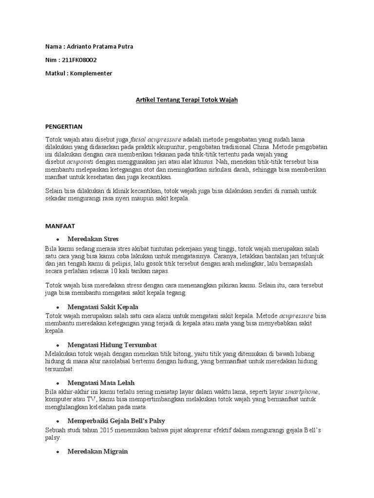 Artikel Totok Wajah | PDF | Gaya Hidup