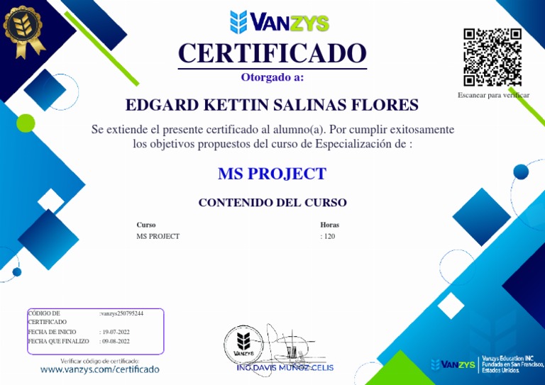 Certificado en MS Project | PDF