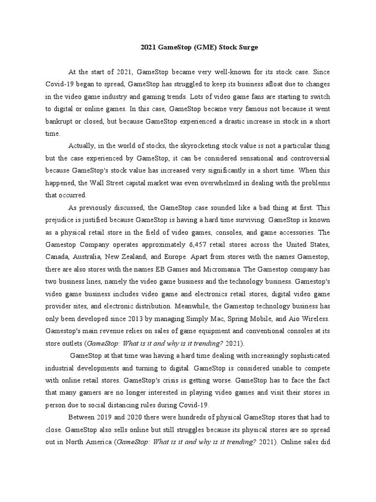 2021 GameStop (GME) Stock Surge | PDF | Short (Finance) | Stocks