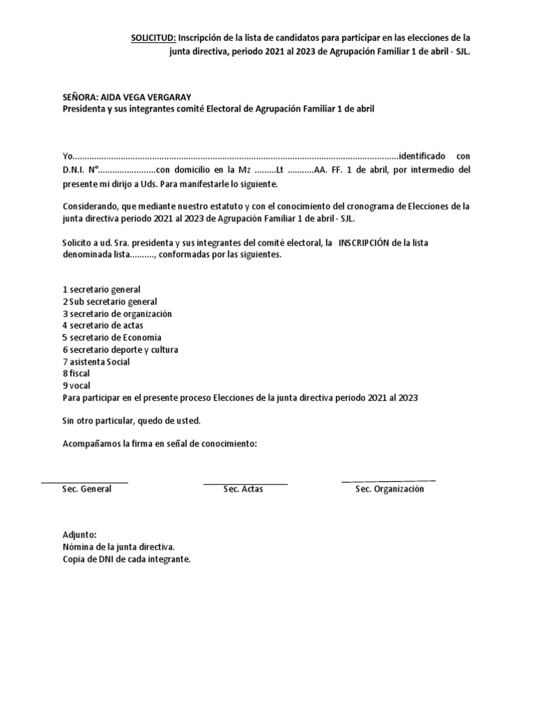 Solicito - Junta Directiva | PDF | Política | Ciencias sociales