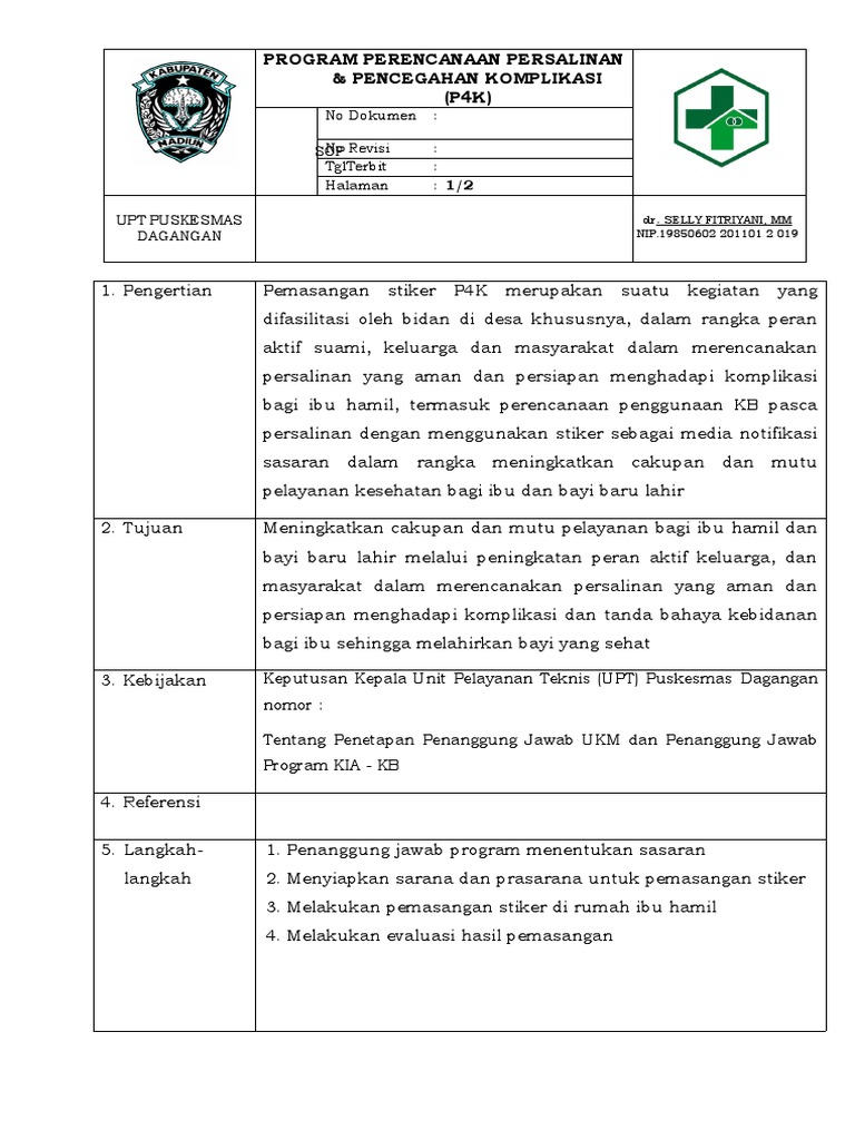 Program Perencanaan Persalinan & Pencegahan Komplikasi (P4k) | PDF