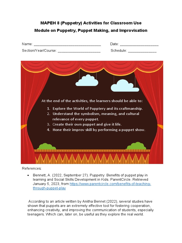 Module Creative Drama | PDF | Puppetry | Teachers