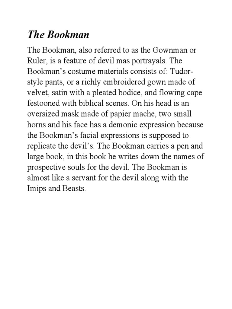 Bookman: Devil Mas Character Overview | PDF | General Fiction