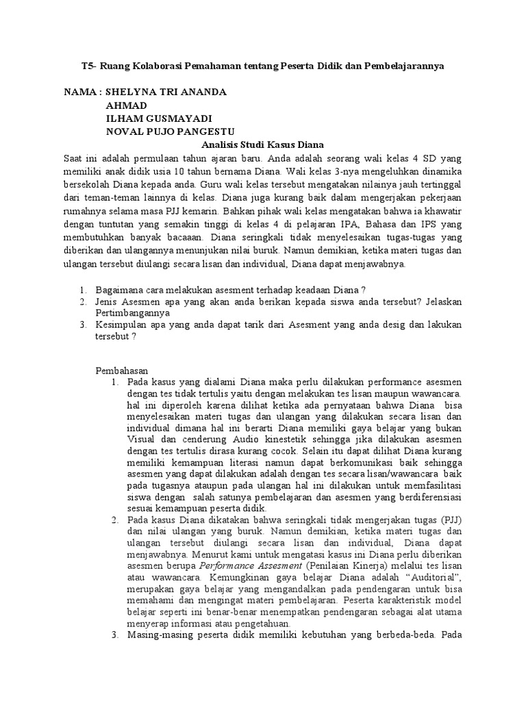 T5 - Ruang Kolaborasi Pemahaman Tentang Peserta Didik Dan Pembelajarannya | PDF