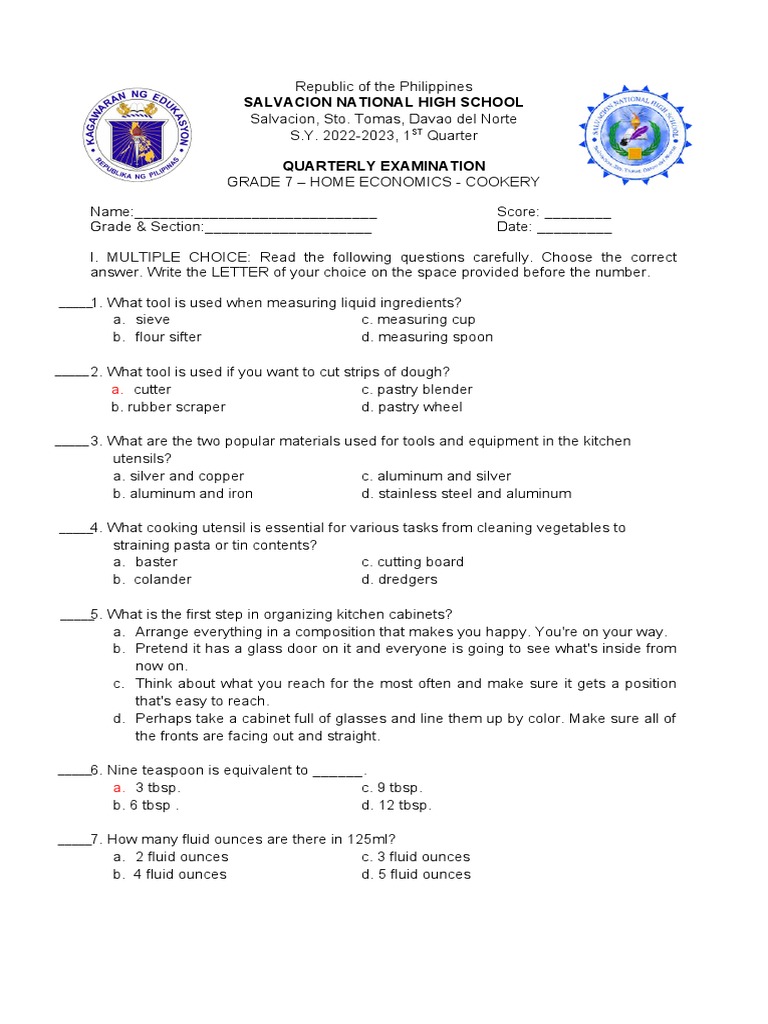 Test Questionnaire Pdf Cupcake Teaspoon