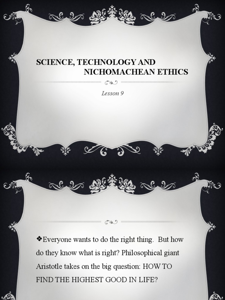 Lesson 9 Science, Technology and Nichomachean Ethics | PDF | Virtue ...