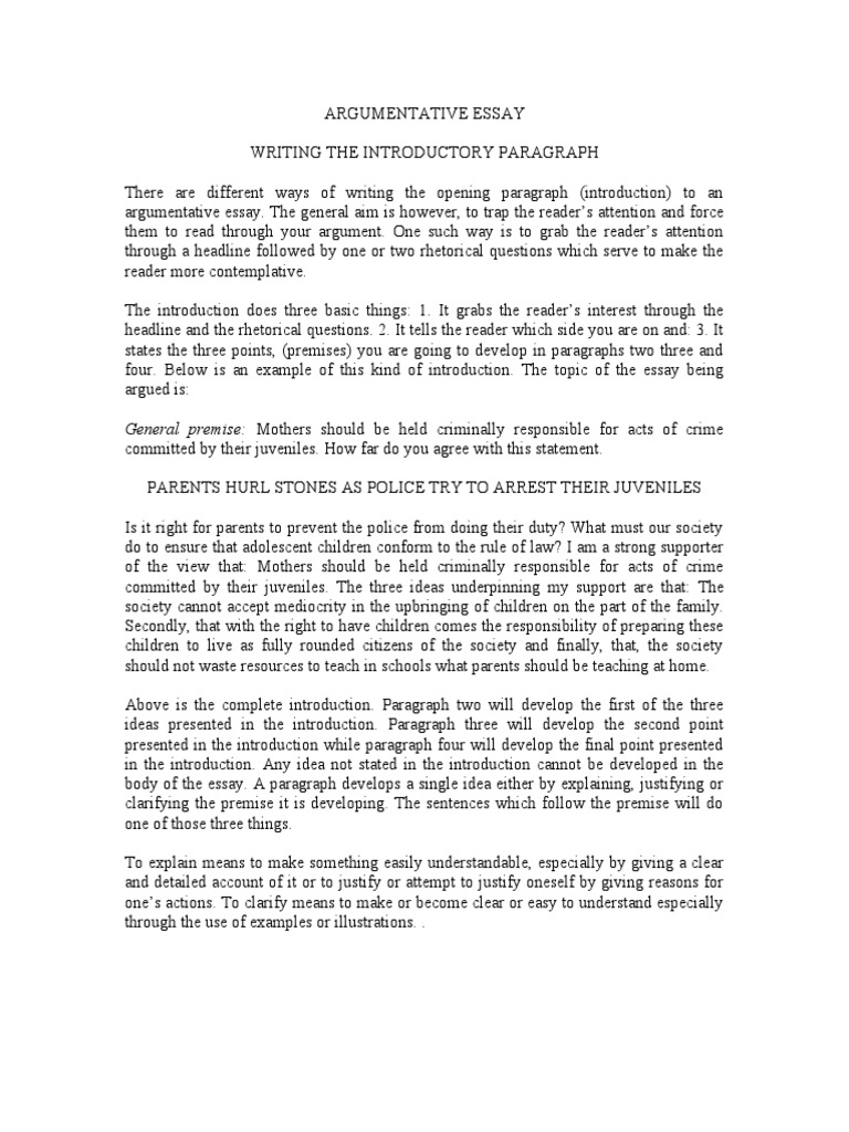 Argumentative Introduction | PDF | Essays | Crimes