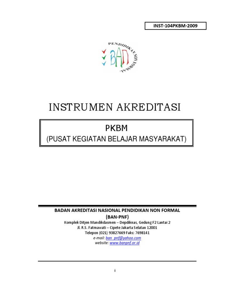 I Instrumen Akreditasi PKBM Pusat Kegiat | PDF