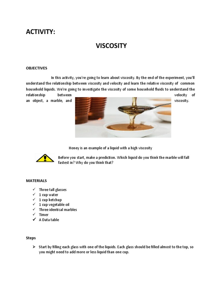 Viscosity Activity | PDF