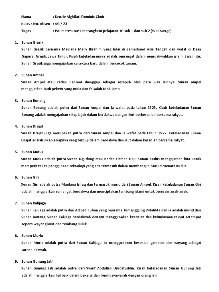 Rangkuman WALI SONGO | PDF