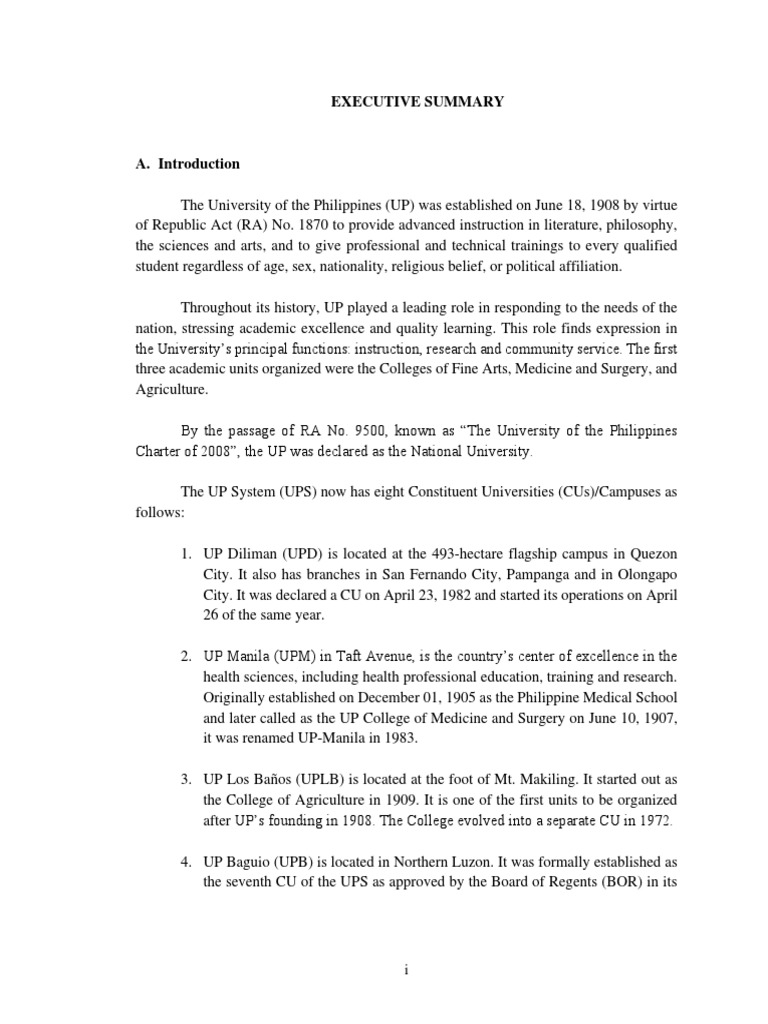 University of The Philippines System Executive Summary 2021 | Download ...