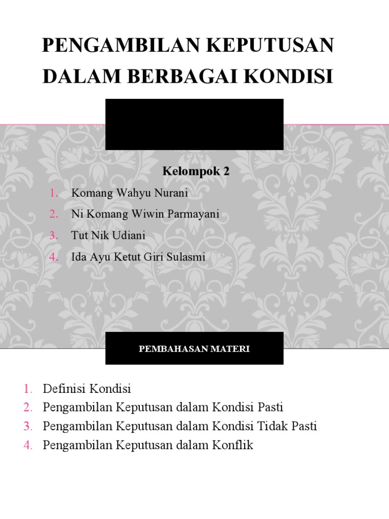 Pengambilan Keputusan Dalam Berbagai Kondisi | PDF