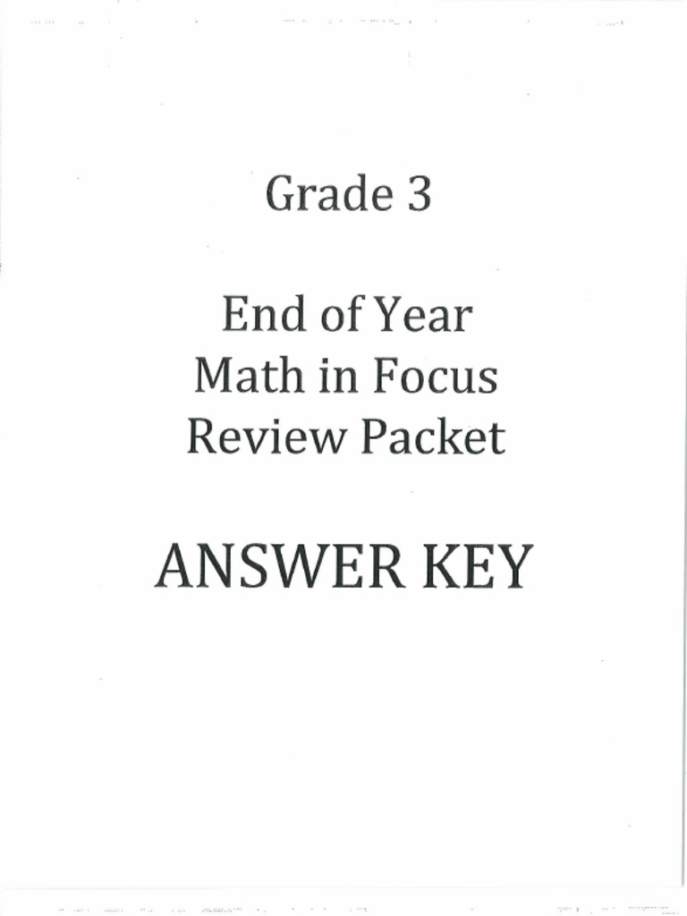 Grade 3 End of The Year Math in Focus Review Packet Answer Key | PDF