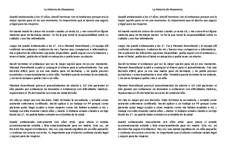 La Historia de Shawanna Embarazo | PDF | El embarazo | Planificación ...