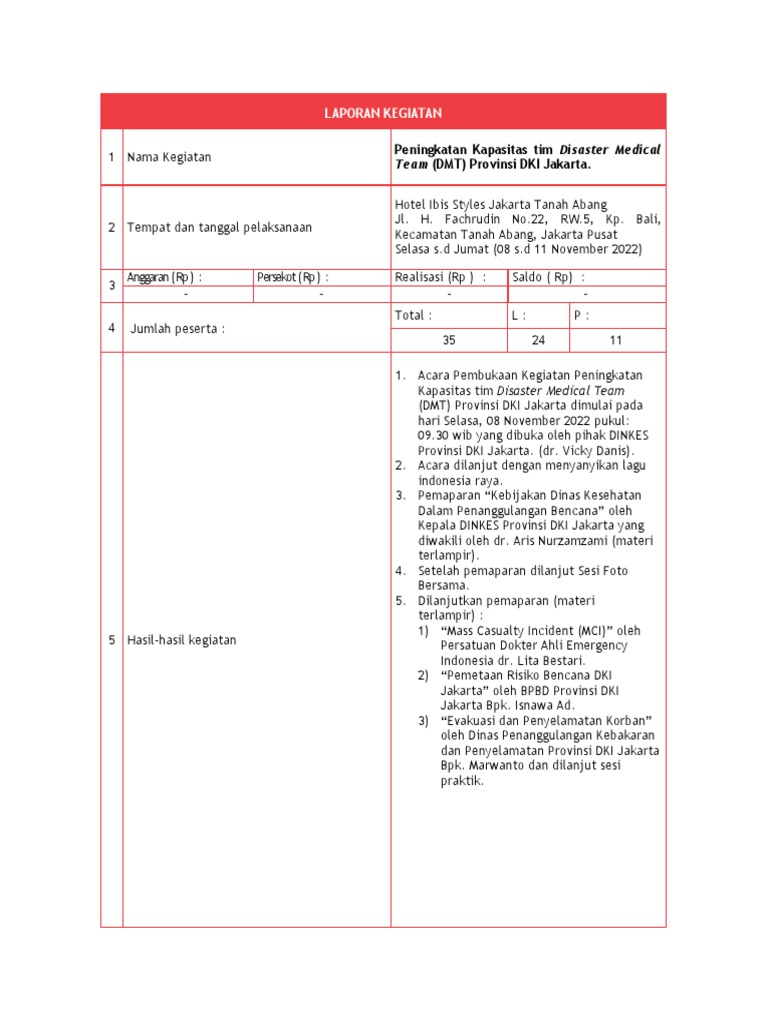 Laporan Kegiatan DMT | PDF