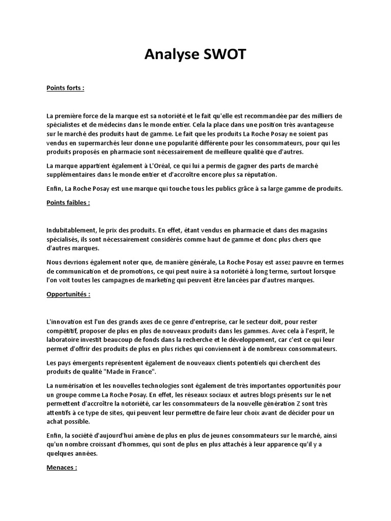 Analyse SWOT | PDF | Consommateurs | Commercialisation