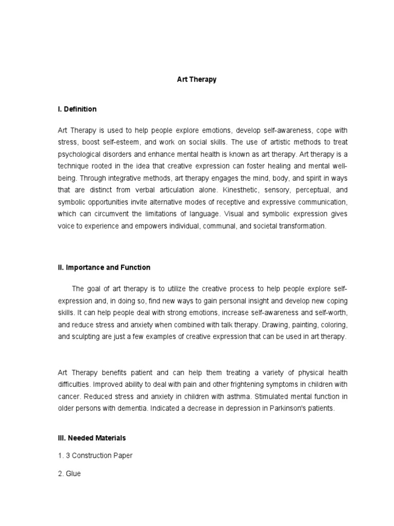 Art Theraphy Planning | PDF | Art Therapy | Psychotherapy