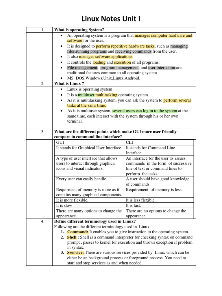 Unit I | PDF | Operating System | Command Line Interface