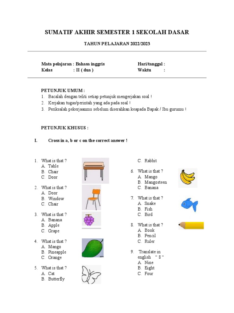 Soal Pas Kelas 2 SD | PDF