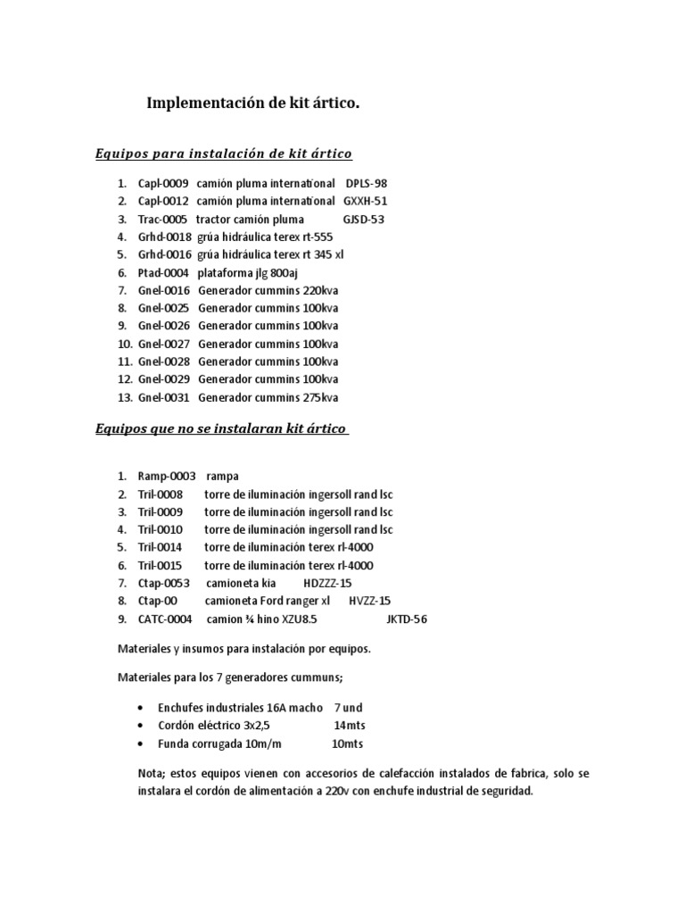 Equipos para Instalación de Kit Ártico (Autoguardado) (Autoguardado ...