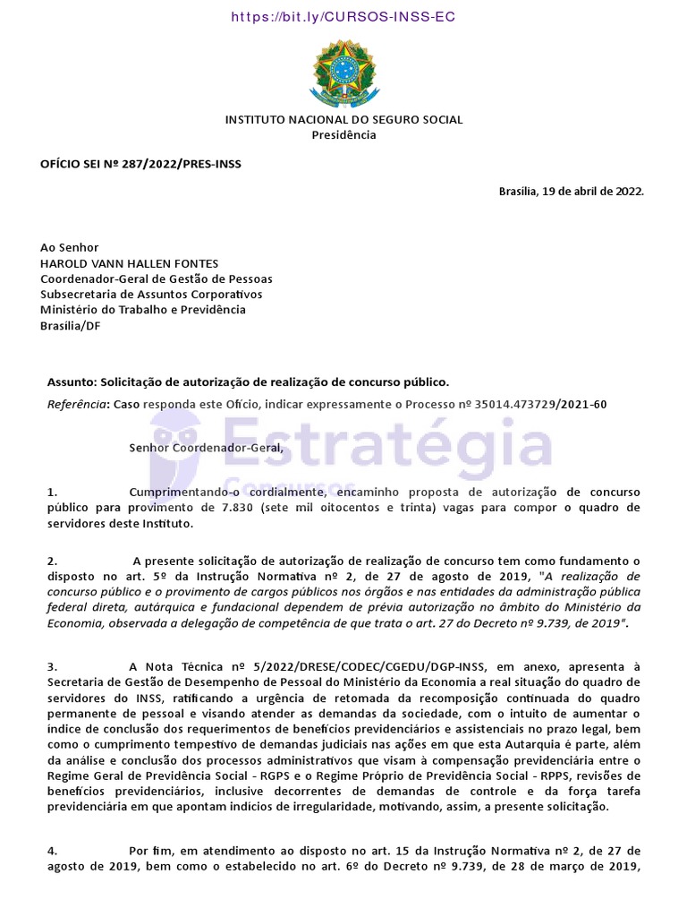 Sei Inss 7163733 Oficio Sei 287 Compressed | PDF | Bem-estar social | Pobreza