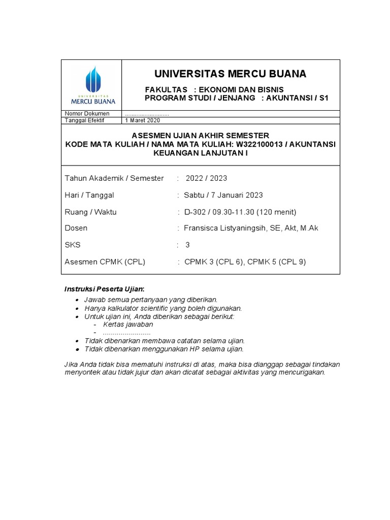 UAS AKL1 0930 REG2 Sabtu APPROVED | PDF