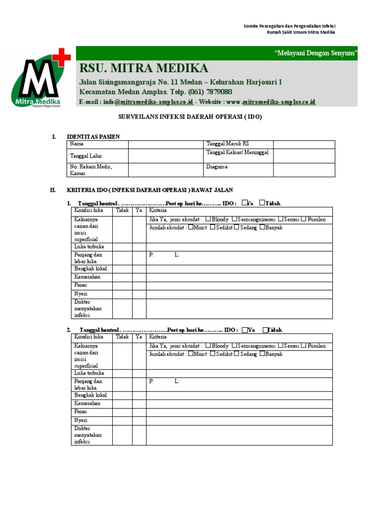 Form Surveilans IDO R. Jalan | PDF