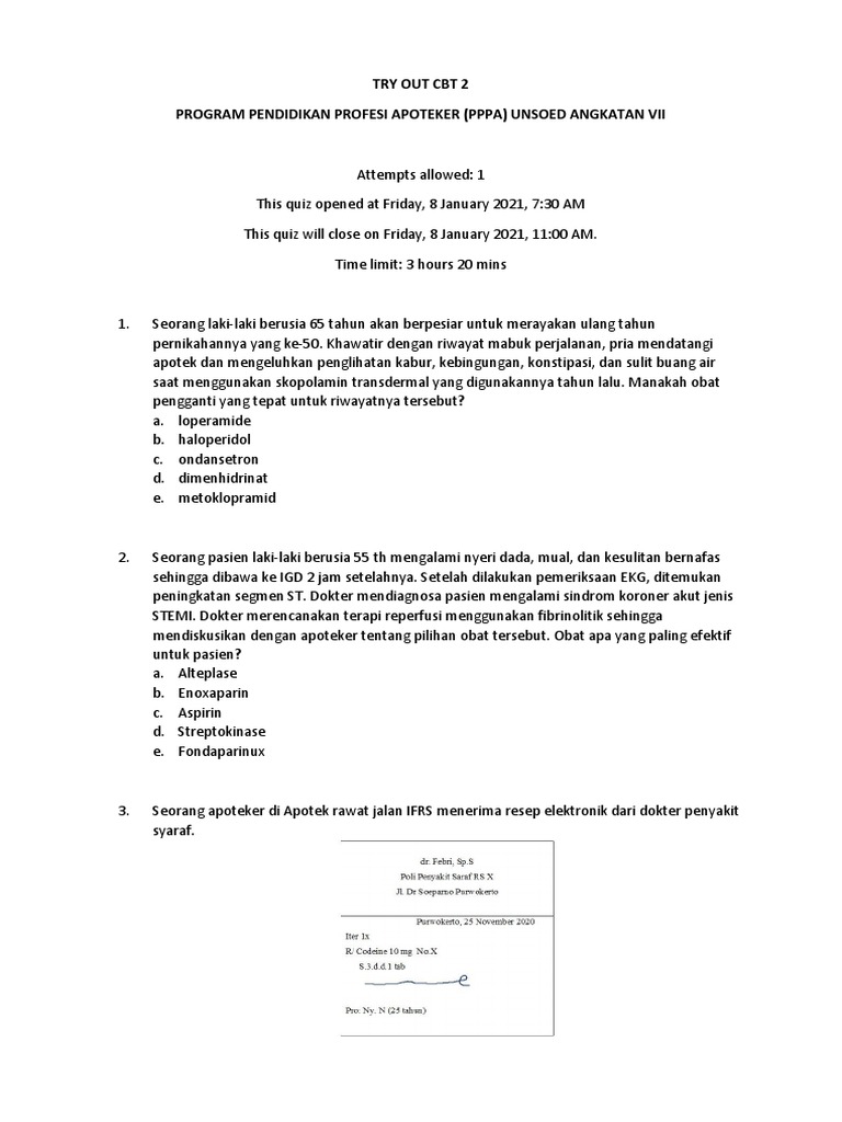 TRY OUT CBT 2 ANGKATAN VII 8 Jan 2021 | PDF