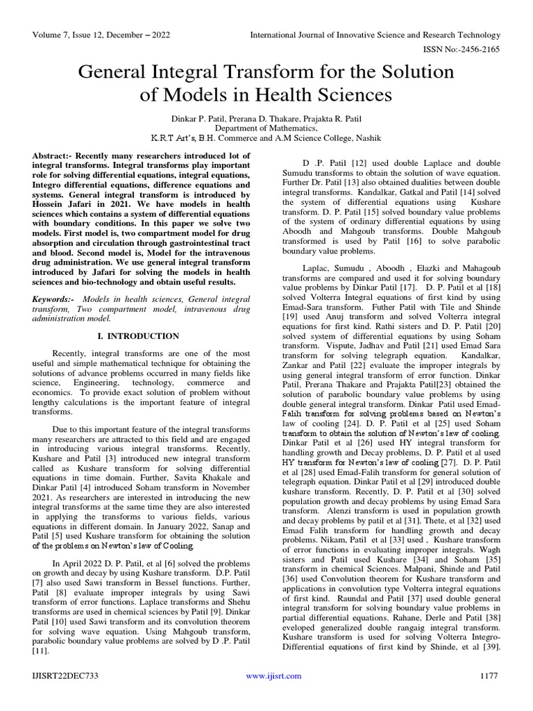 General Integral Transform For The Solution of Models in Health ...