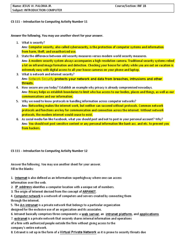 Understanding Computer Networks: An Analysis of Networking Concepts and Security Measures from ...