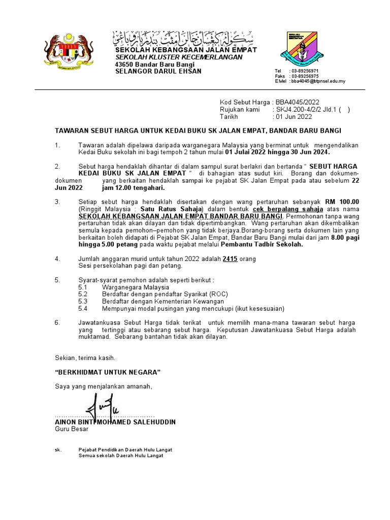 Tawaran Sebut Harga Jeps 2022 | PDF
