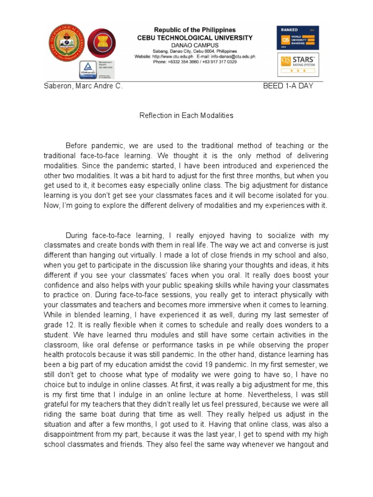 Reflection in Each Modalities | PDF