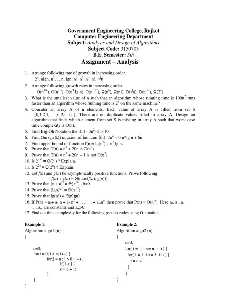Ada Assignment On Analysis Pdf Mathematical Logic Algorithms And Data Structures