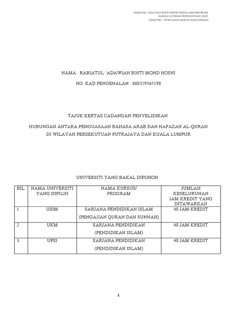 Draf Proposal Master HLP | PDF