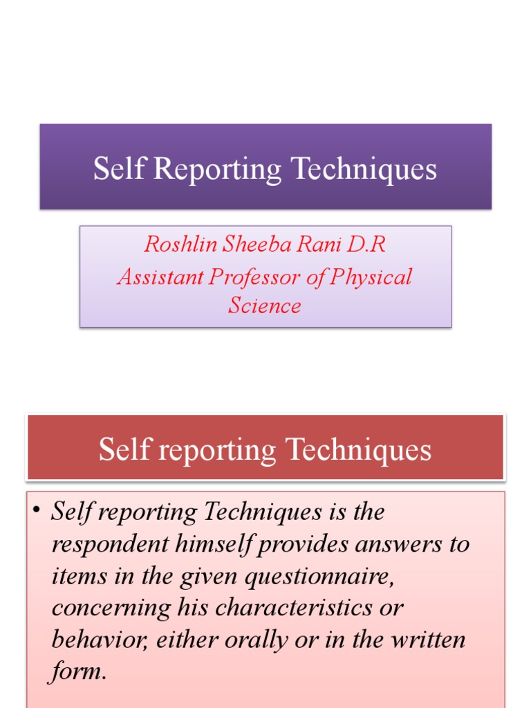 Self Reporting Techniques | PDF