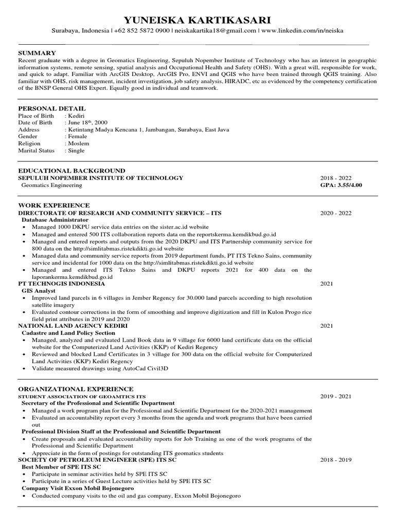 Curriculum Vitae | PDF | Occupational Safety And Health | Java Script