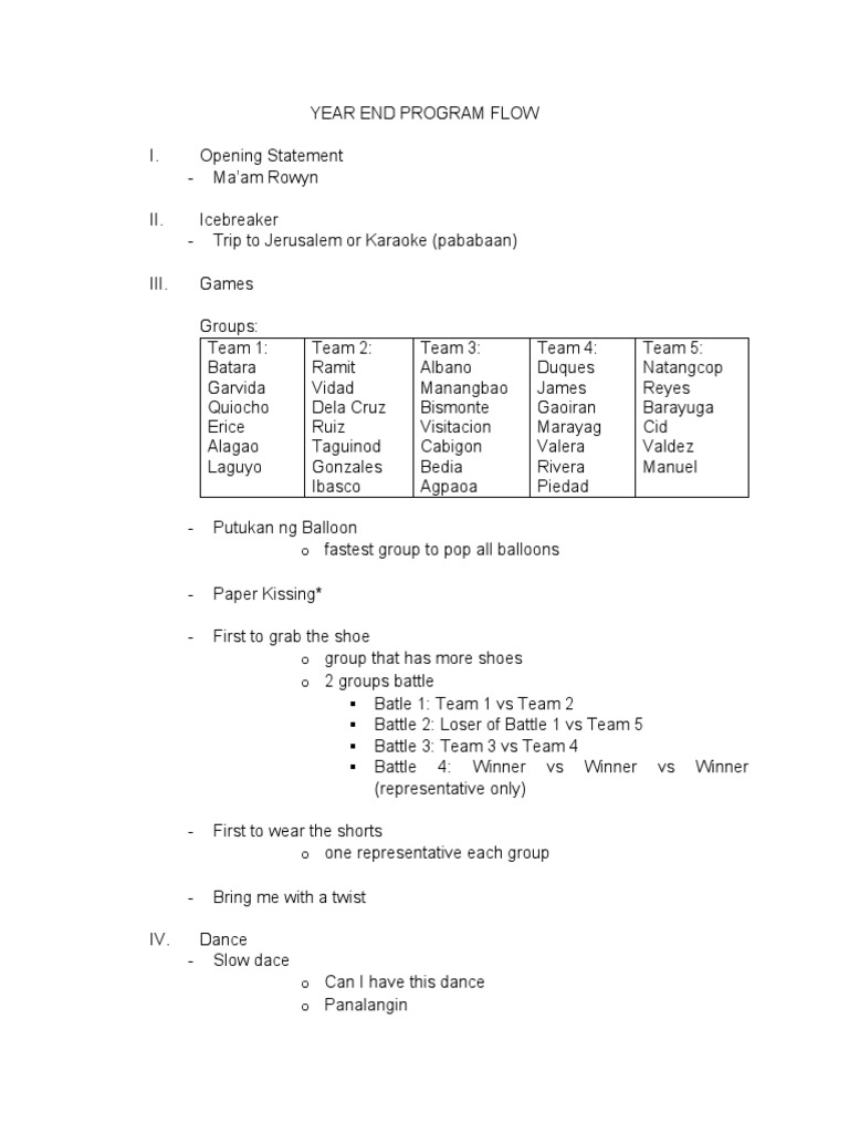 Year End Program Flow | PDF