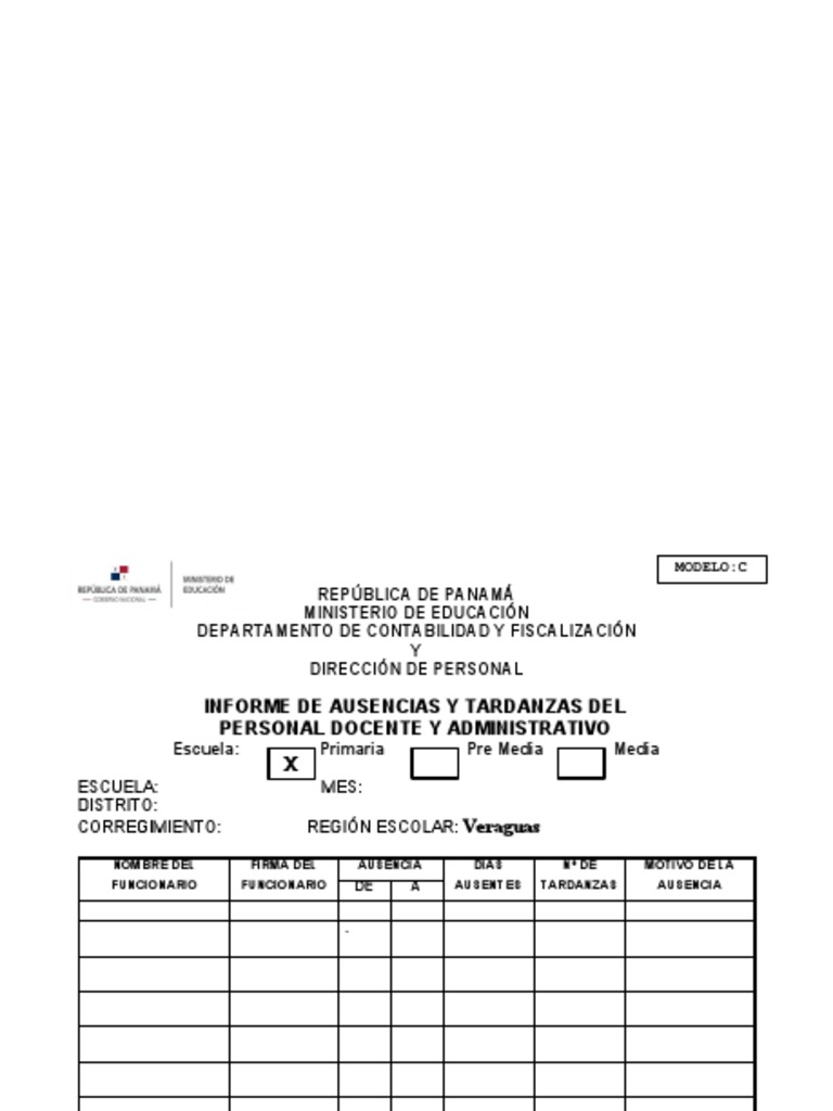 Informe de Ausencias y Tardanzas Veraguas | PDF