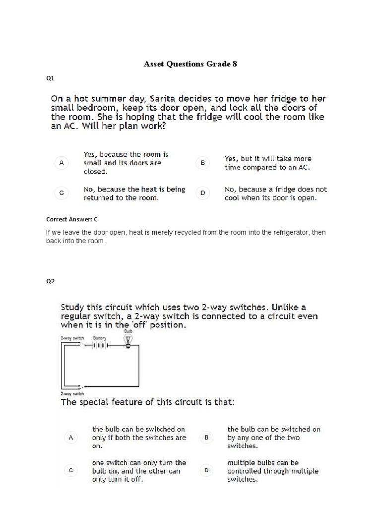ASSET BOOKLET - GRADE 8 - Answers With Explanation | PDF | Rock ...