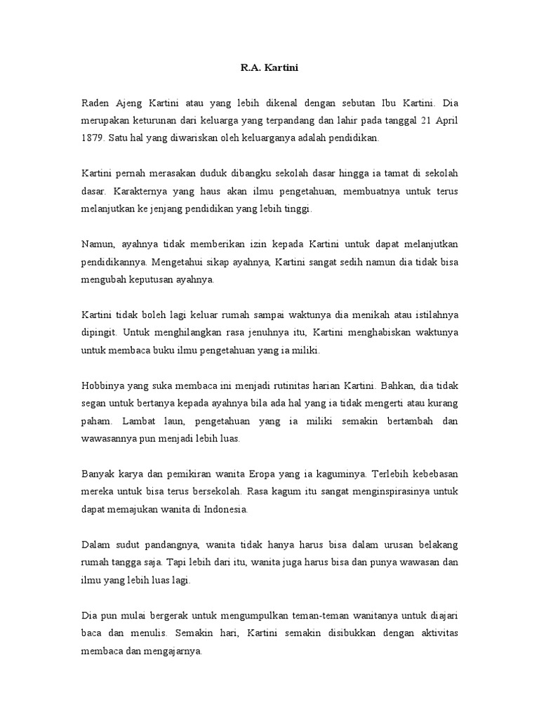Contoh Teks Biografi Pahlawan RA Kartini | PDF