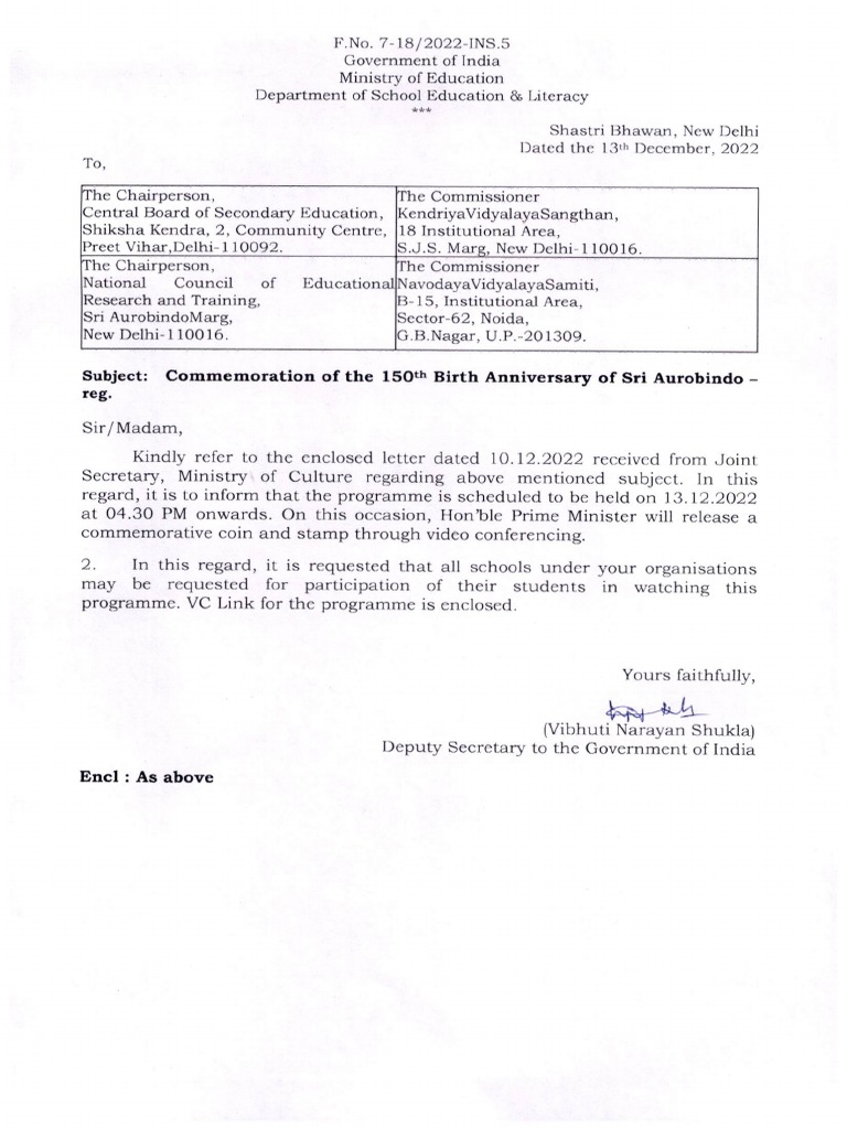 Ministry Letter DT 13.12.2022 | PDF