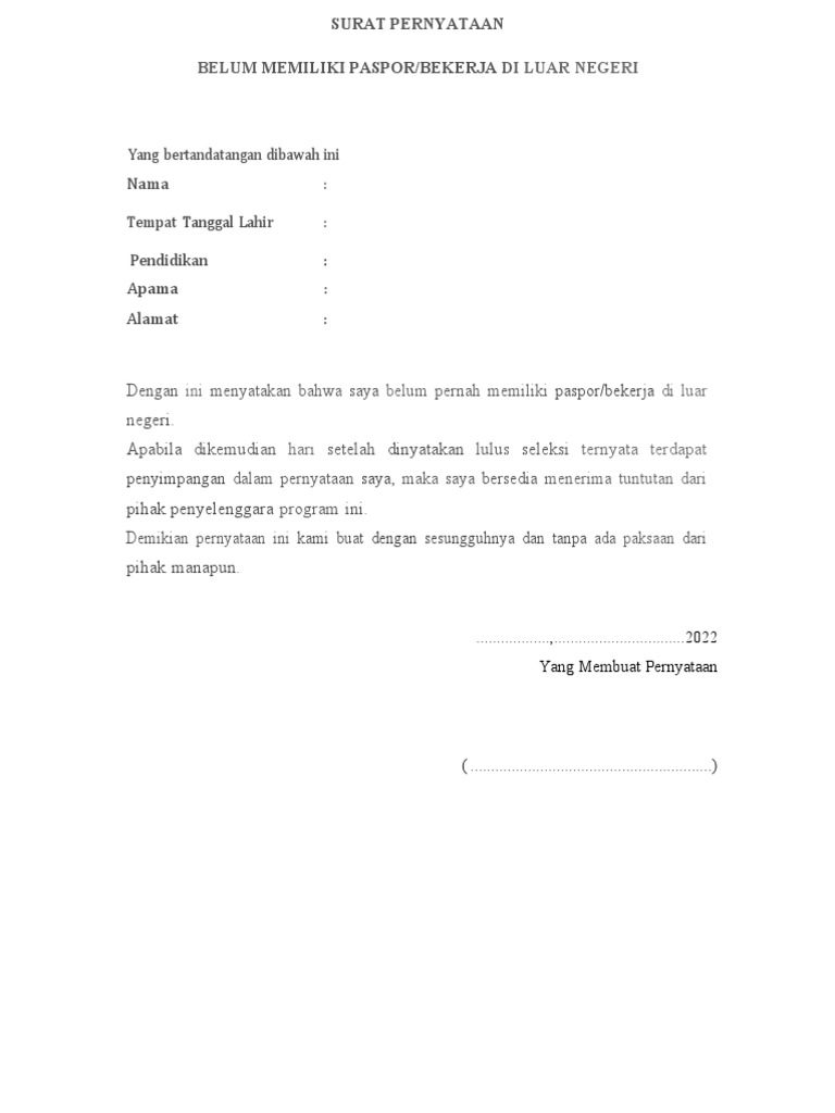 Idn HK - Surat Belum Punya Paspor | PDF