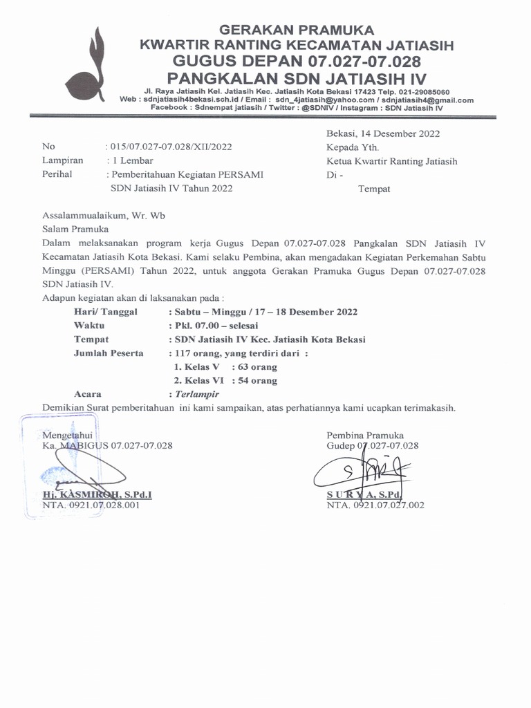 Surat Tembusan Ke Kwarran | PDF