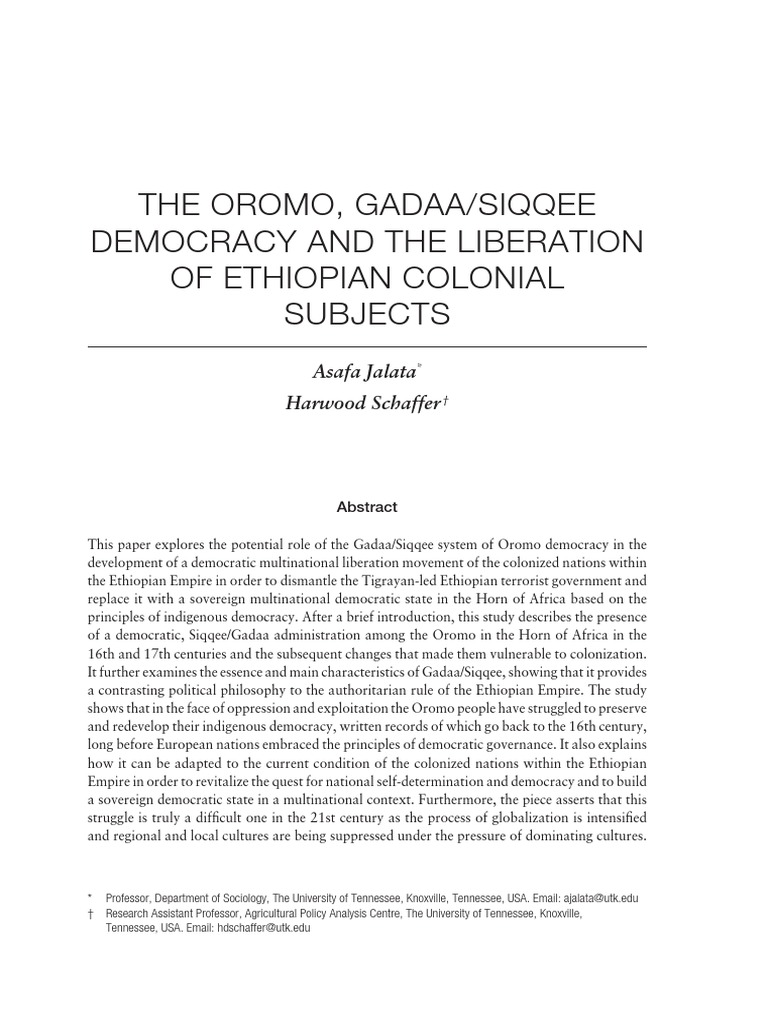 Oromo Gadaa Democracy and Liberation | PDF | Ethiopia | Political Science