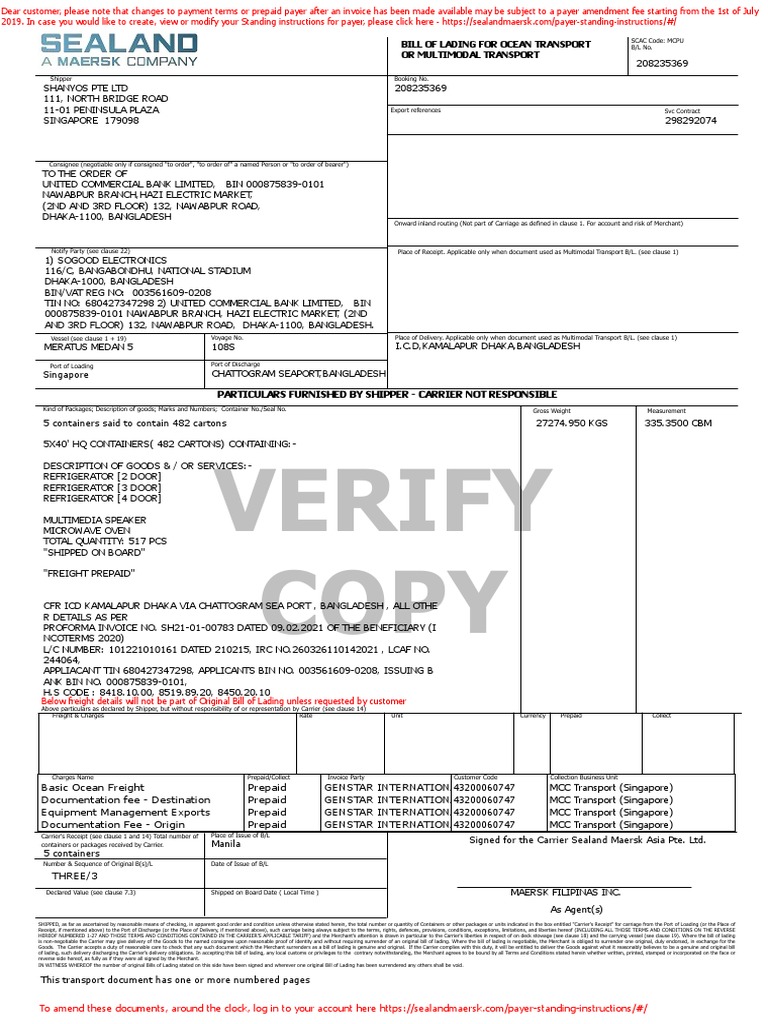 DB Aa | PDF | Bill Of Lading | Cargo