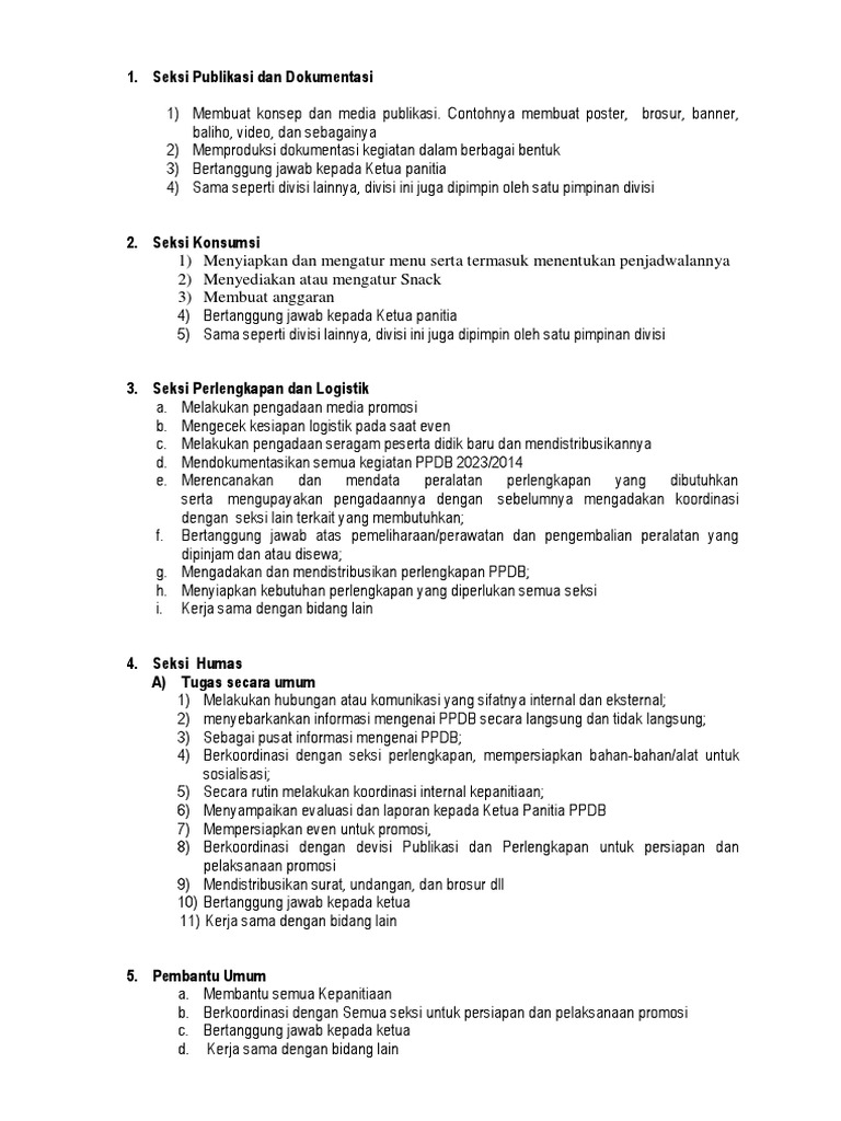 Seksi Publikasi Dan Dokumentasi Panitia | PDF