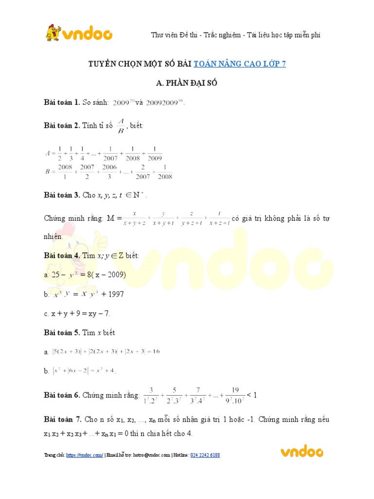 70 Bai Tap Toan Nang Cao Lop 7 | PDF